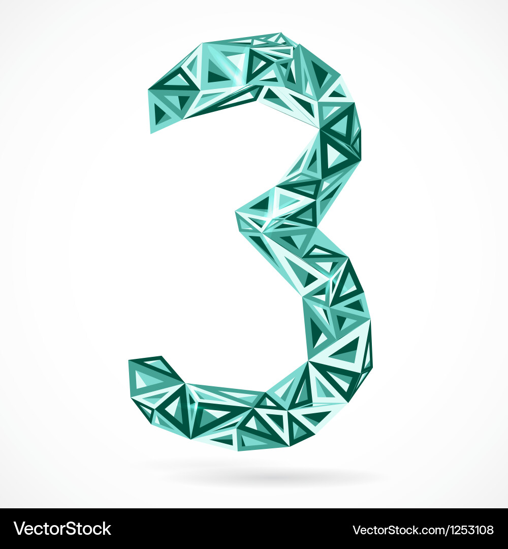 Geometric number three with triangles Royalty Free Vector