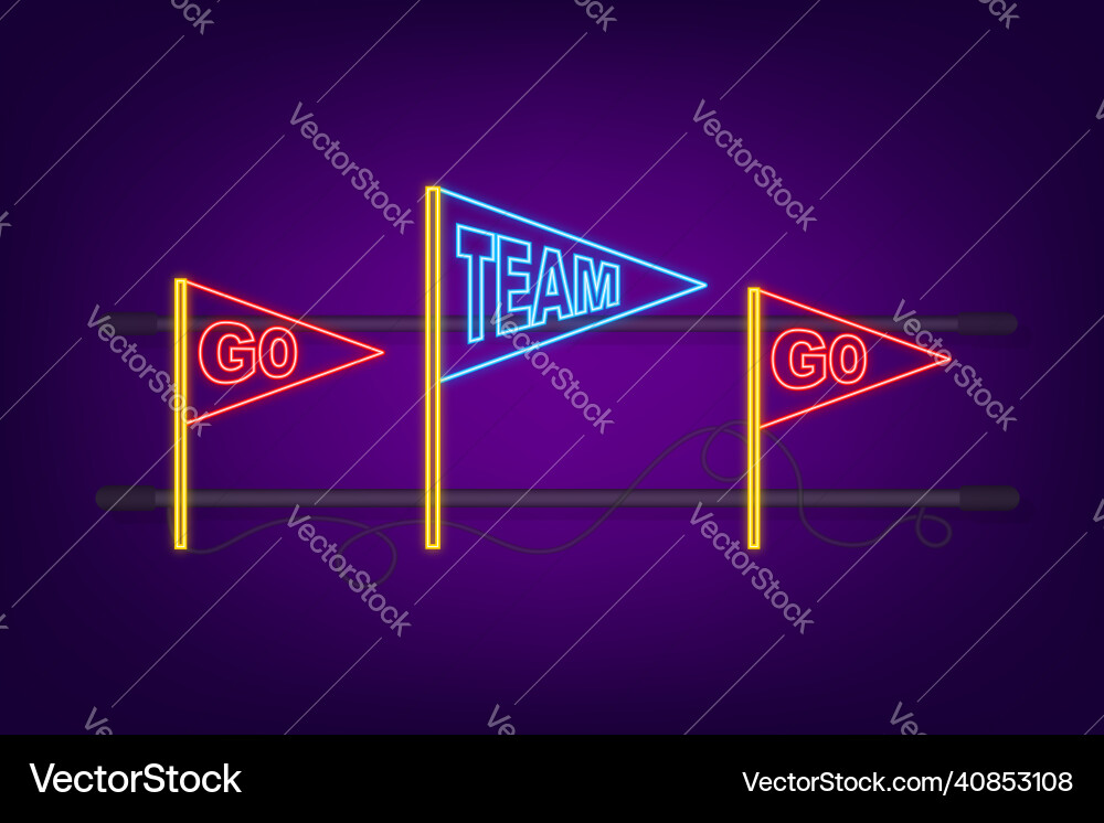 Go team triangle neon banner in cartoon Royalty Free Vector