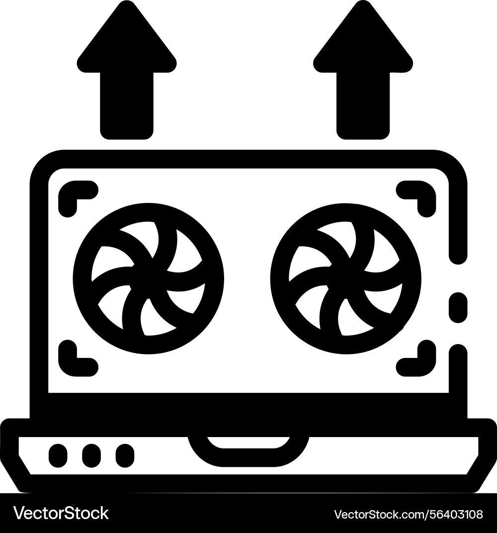 Laptop cooling fan icon in glyph style Royalty Free Vector
