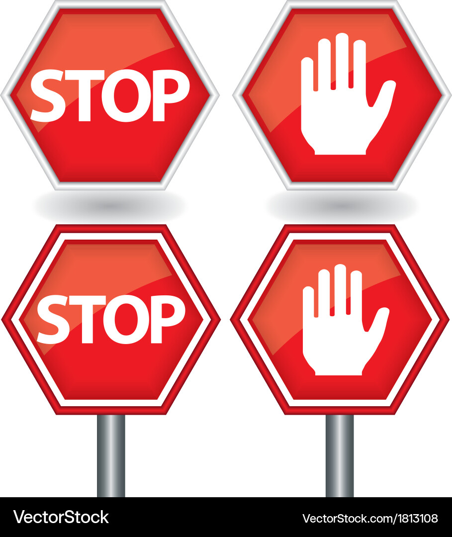 Red Stop Signs Collection Royalty Free Vector Image