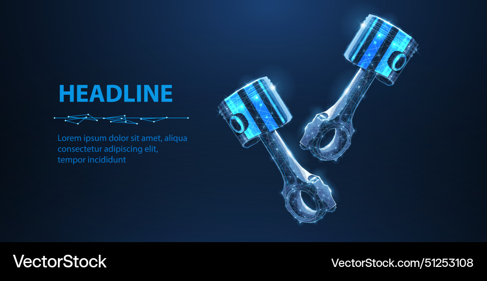 Two pistons on blue abstract 3d Royalty Free Vector Image