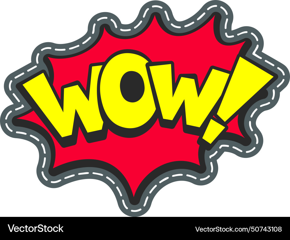 Wow speech bubble colorful patch clothes badge Vector Image
