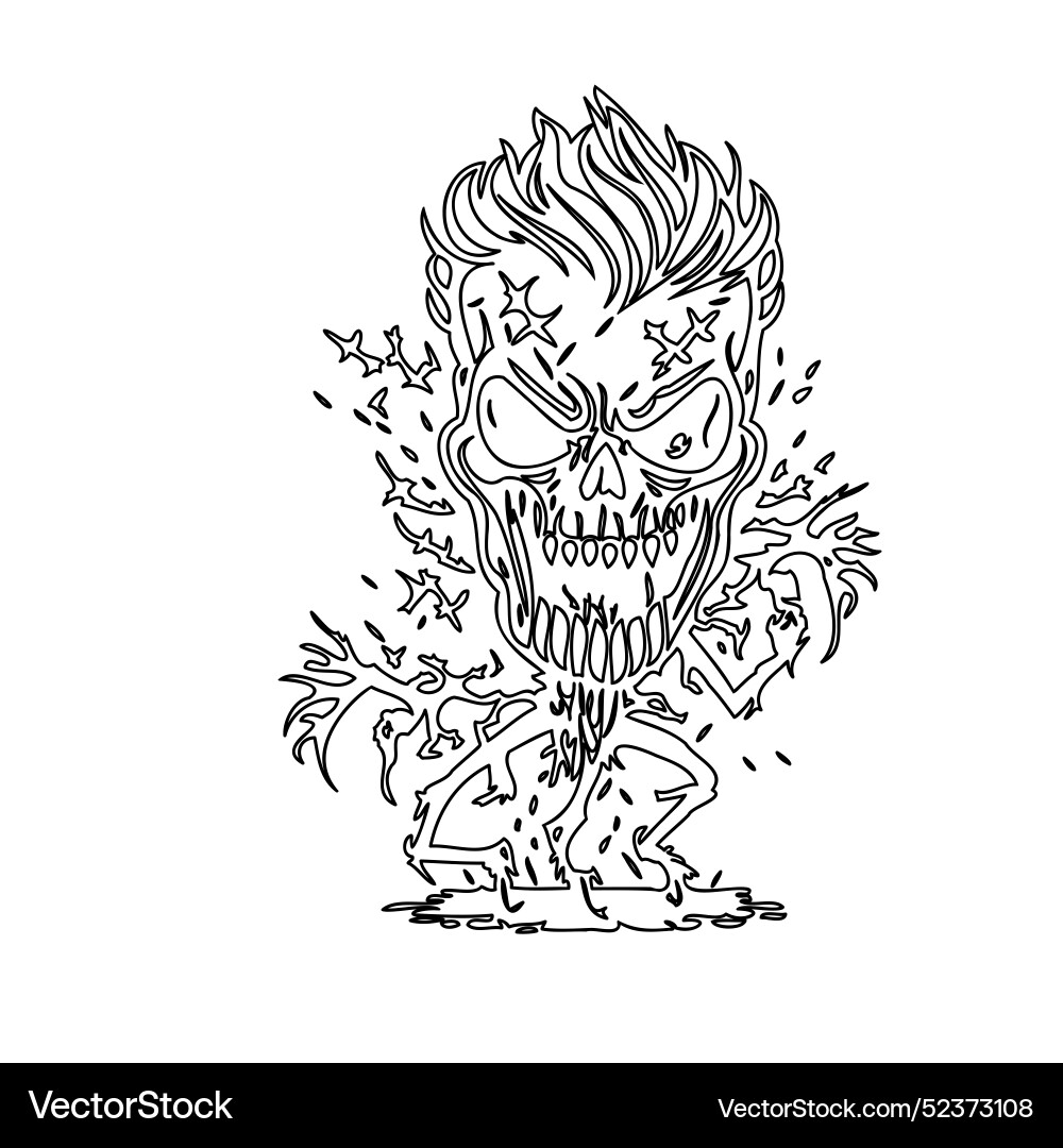 Zombie scary outline sketch Royalty Free Vector Image