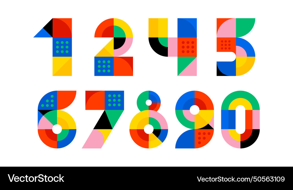 Colorful Geometric Number Set Royalty Free Vector Image