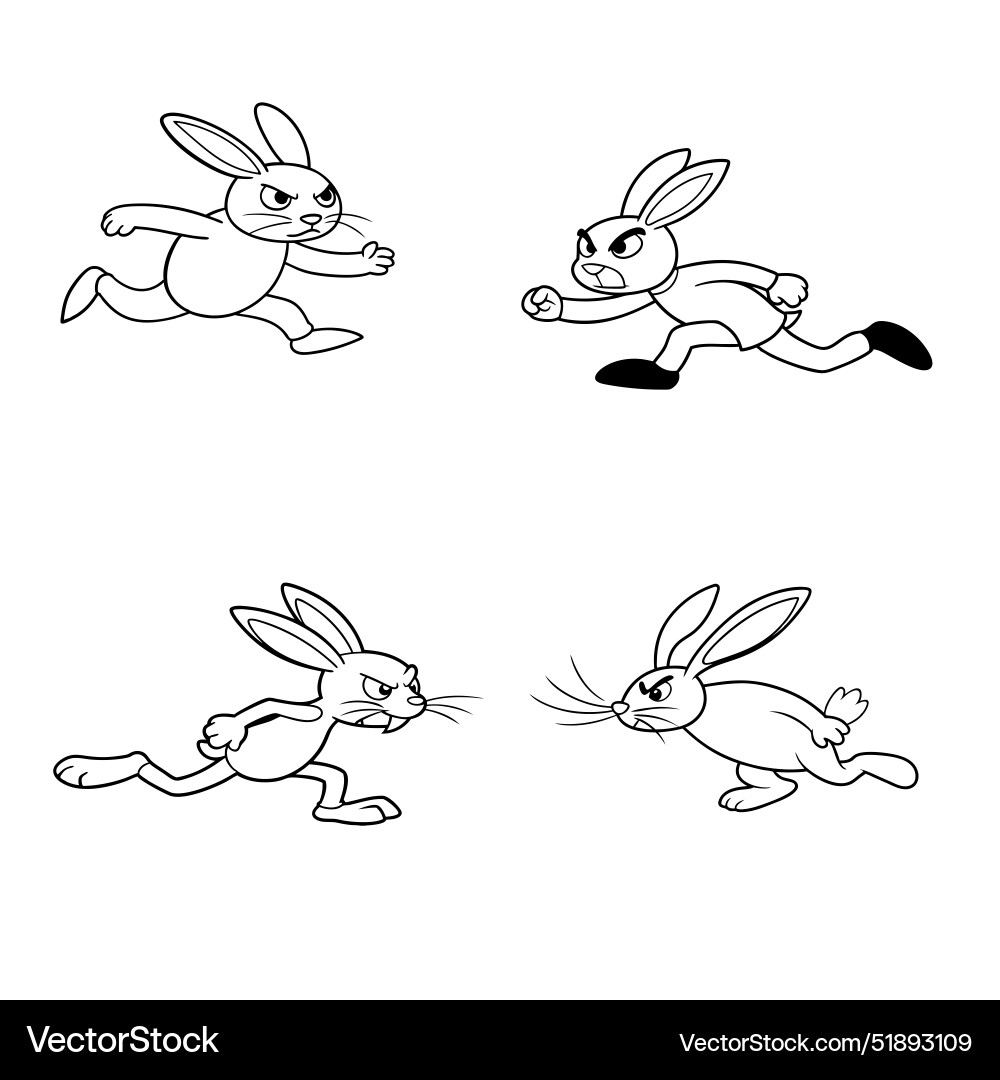 Coloring page two rabbits are quarrel Royalty Free Vector