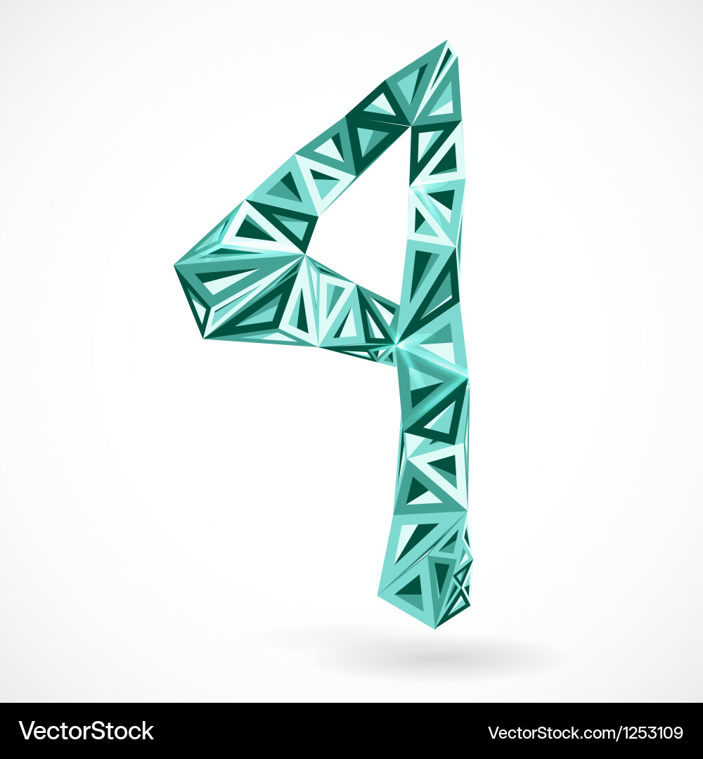 Geometric number four with triangles Royalty Free Vector