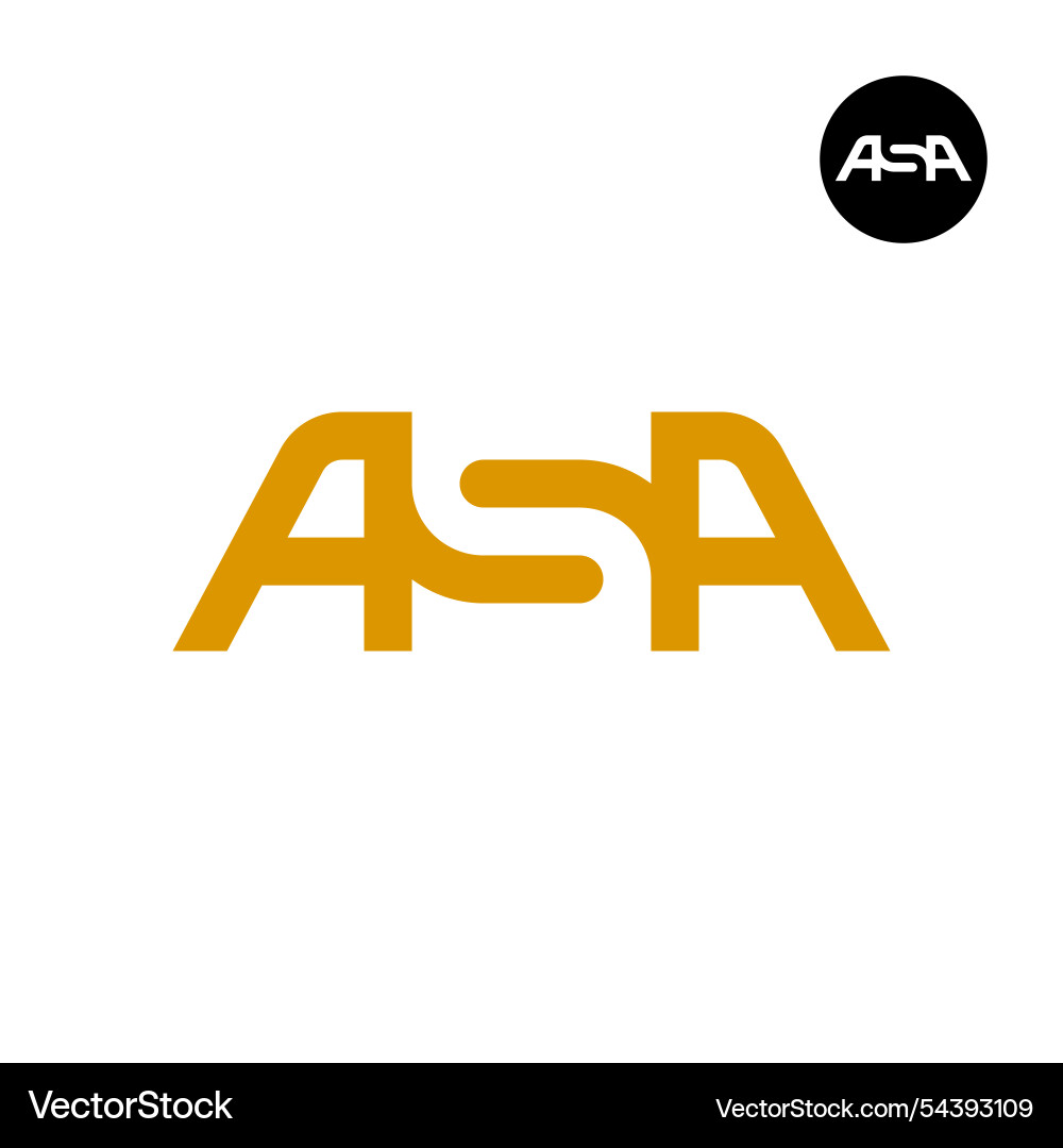 Letter asa logo negative space Royalty Free Vector Image