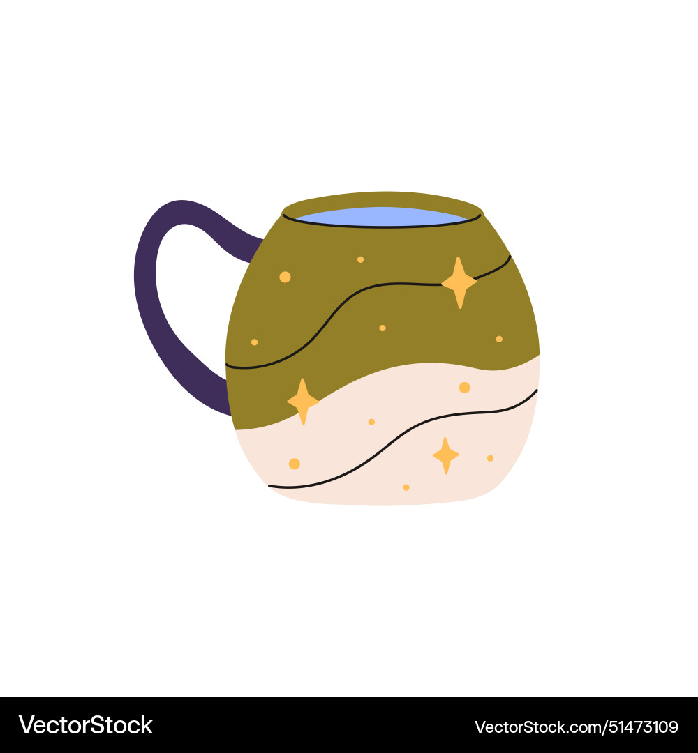 Modern pottery mug with stars sparkles pattern Vector Image