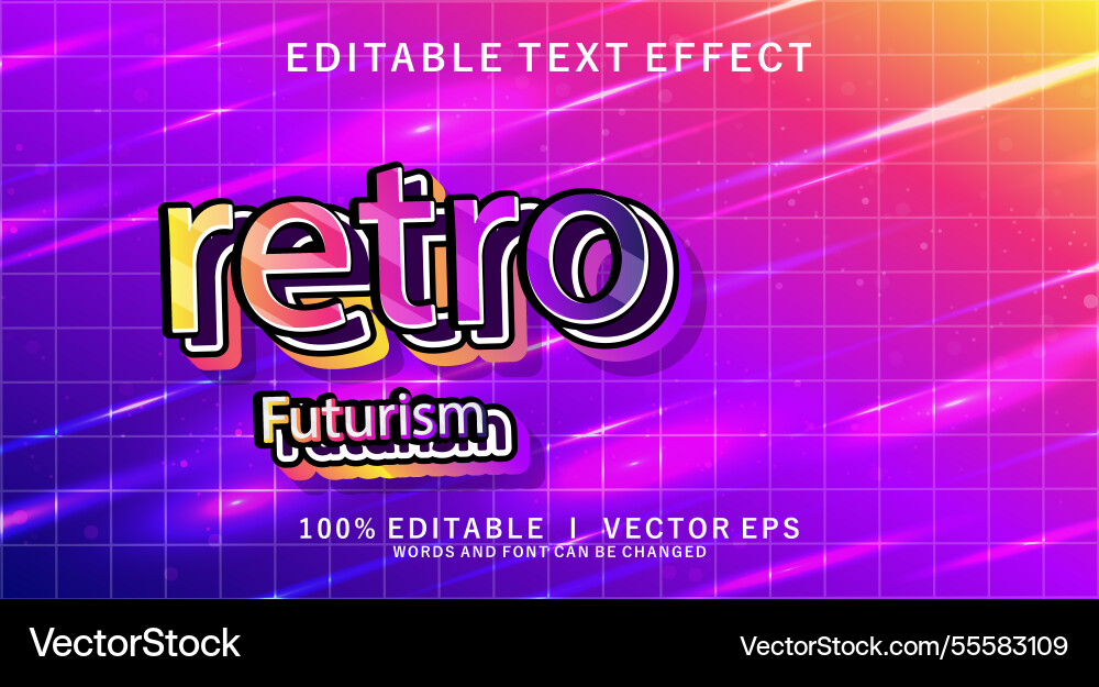 Retro futurism text effect with modern style – Free Vector | VectorStock