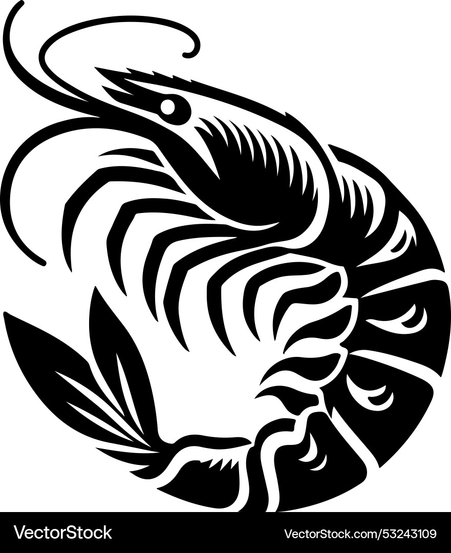 Single shrimp fish silhouette Royalty Free Vector Image