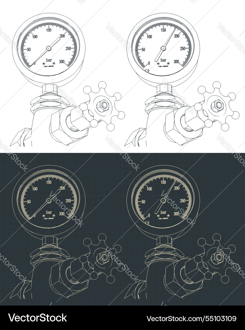 Valve for regulating gas flow and manometer Vector Image
