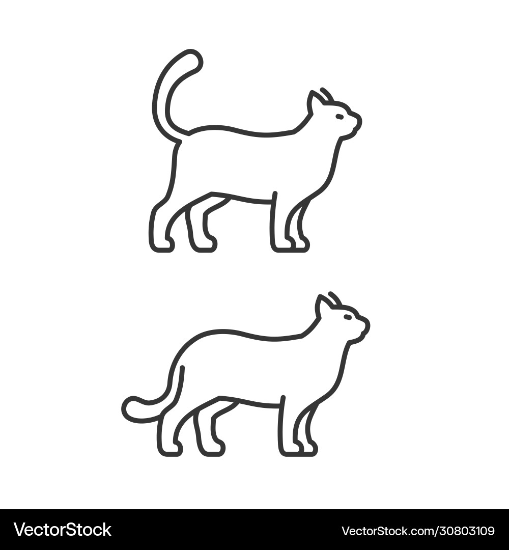 Walking cat icons on white background line style Vector Image