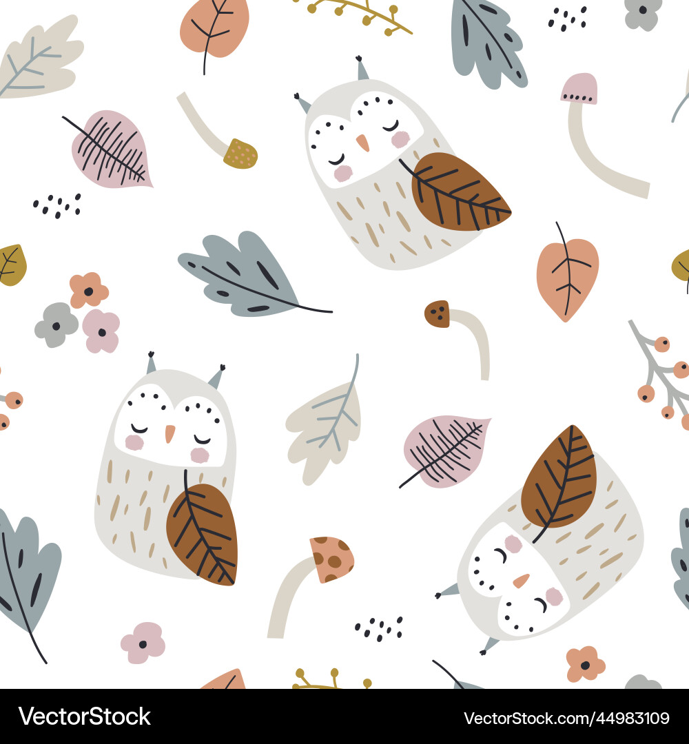 Whimsical Forest Woodland Pattern Royalty Free Vector Image