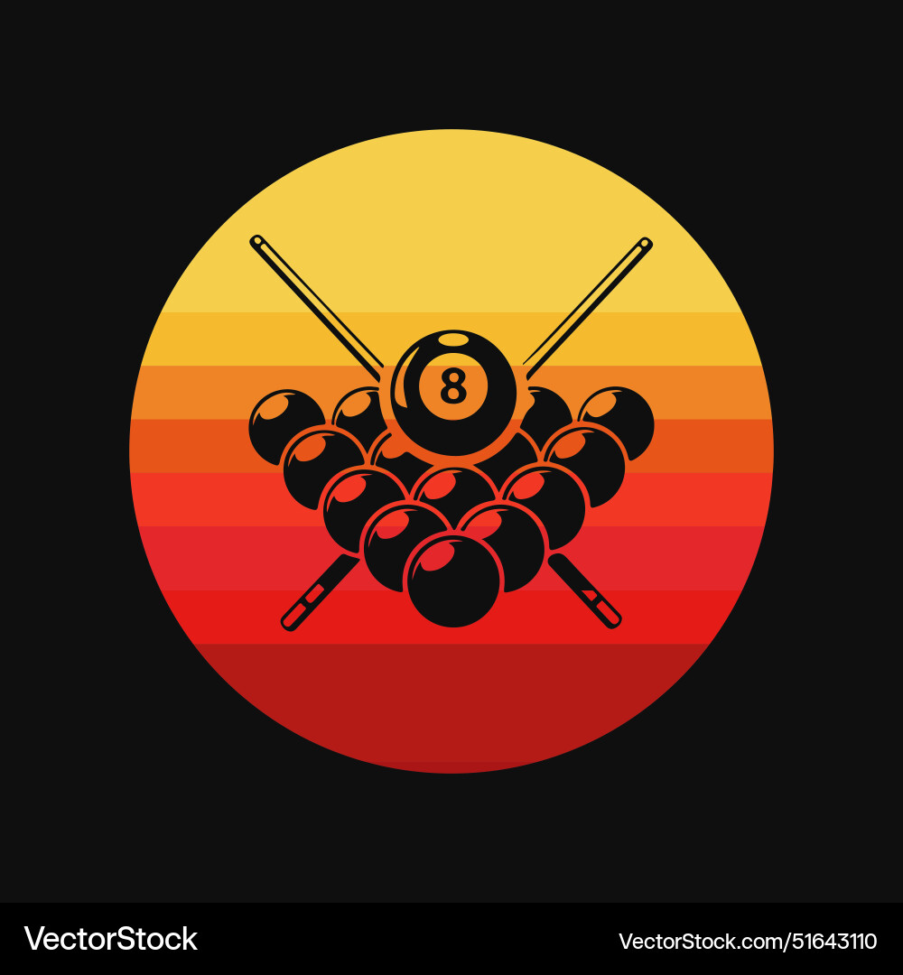 Billiards pool retro vintage sunset old school Vector Image