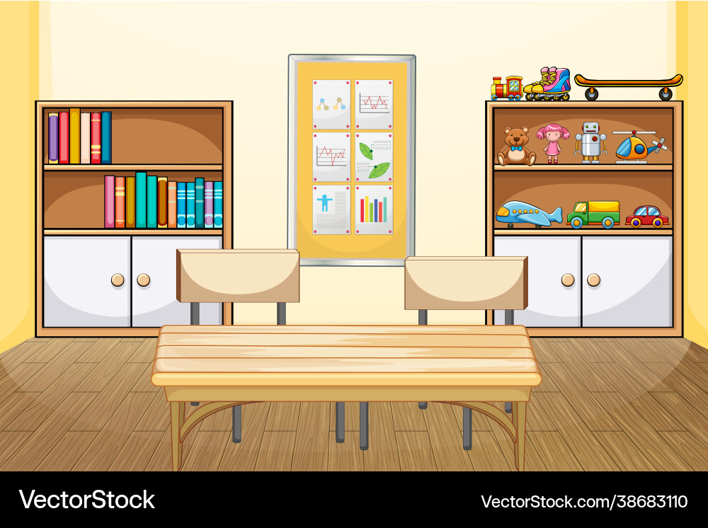 Classroom interior design with furniture Vector Image