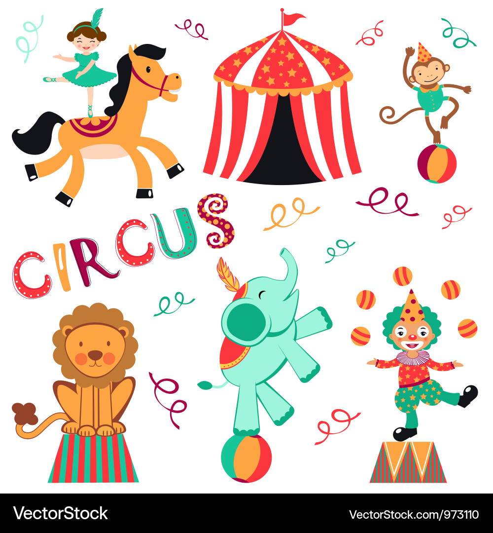 Colorful Circus Animals Set Royalty Free Vector Image
