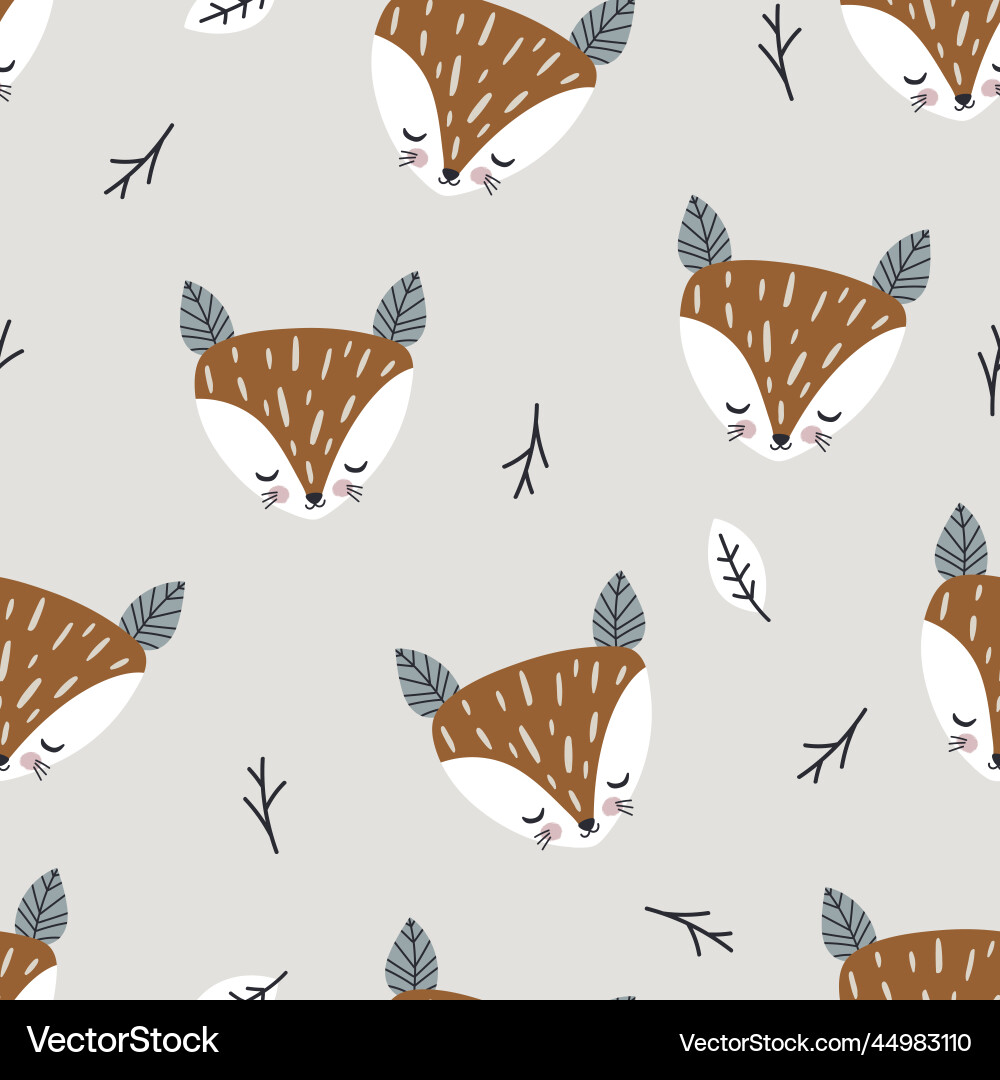 Cute Forest Fox Pattern Royalty Free Vector Image