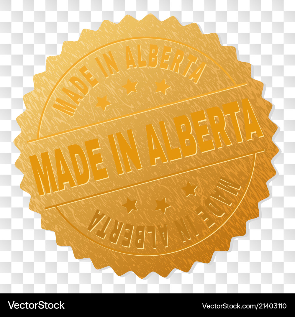 Golden made in alberta badge stamp Royalty Free Vector Image