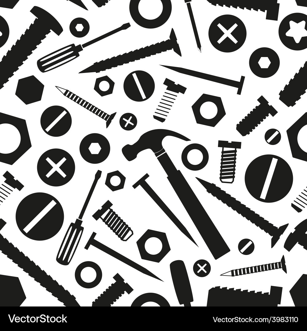 Hardware screws and nails with tools seamless Vector Image