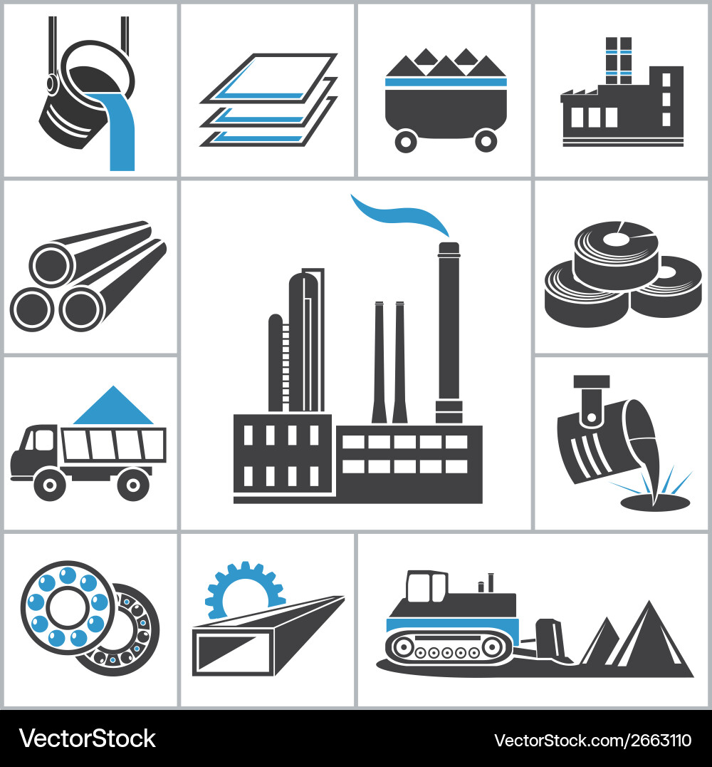 Heavy industry icons Royalty Free Vector Image