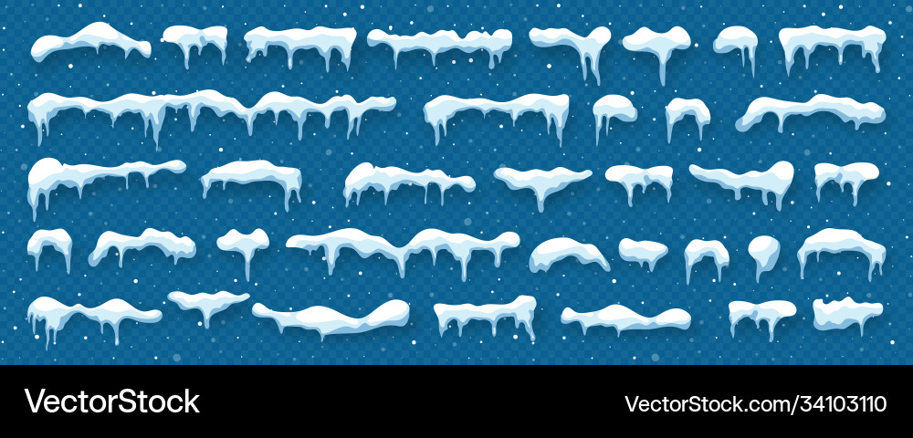 Snow ice caps isolated on blue transparent Vector Image