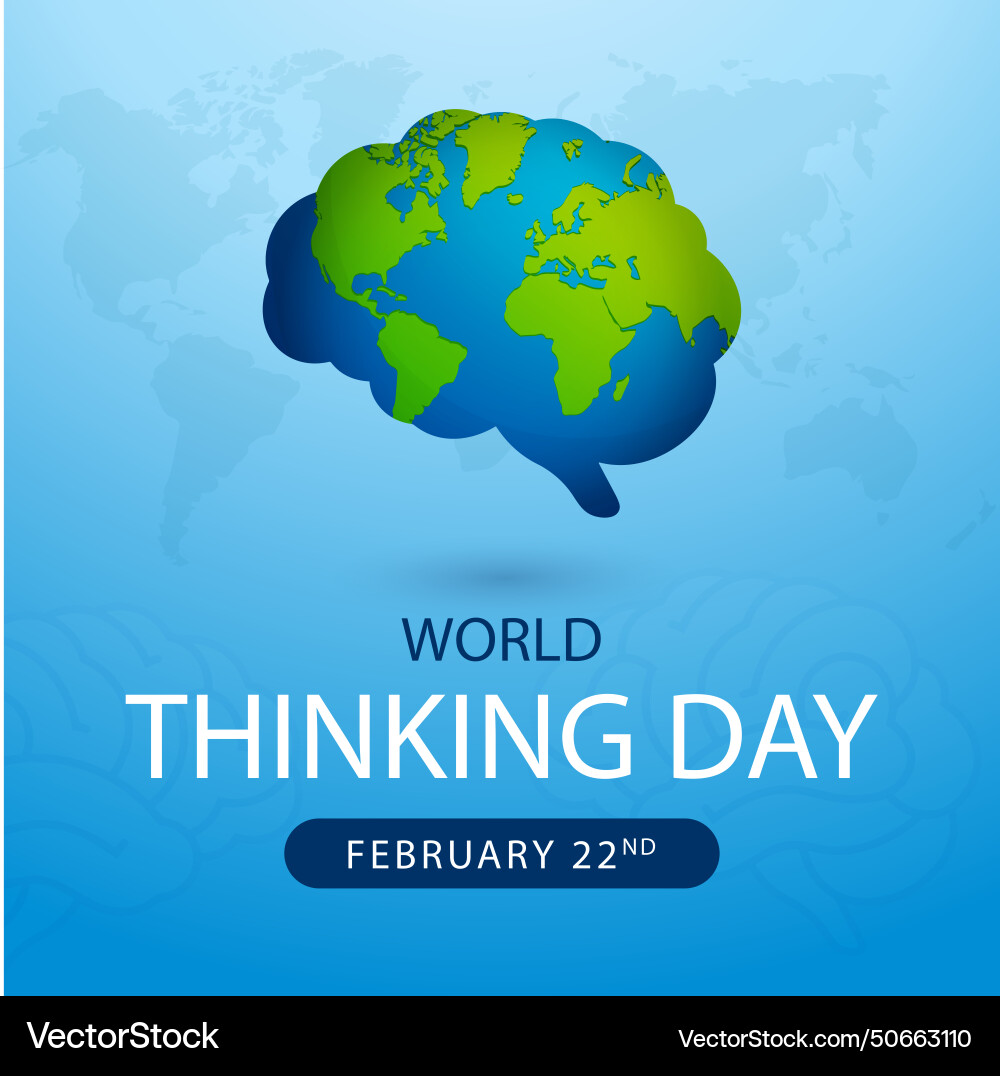 World thinking day february 22nd with brain Vector Image