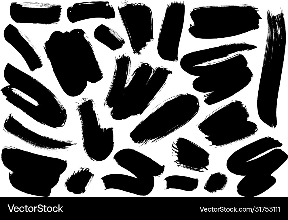 Chaotic ink brush strokes set Royalty Free Vector Image
