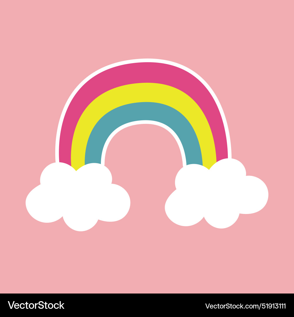 Cute colorful rainbow with cloud icon Royalty Free Vector