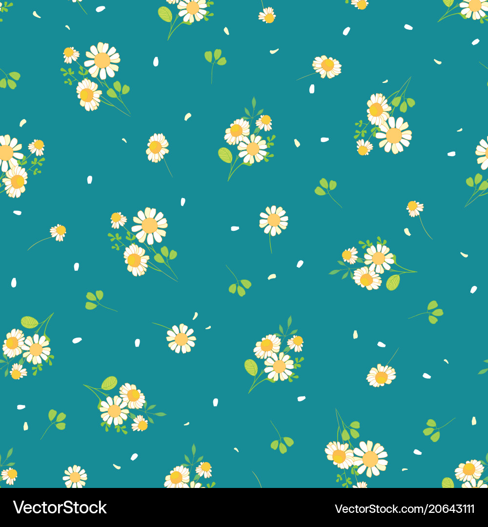 Cute daisies ditsy seamless pattern Royalty Free Vector
