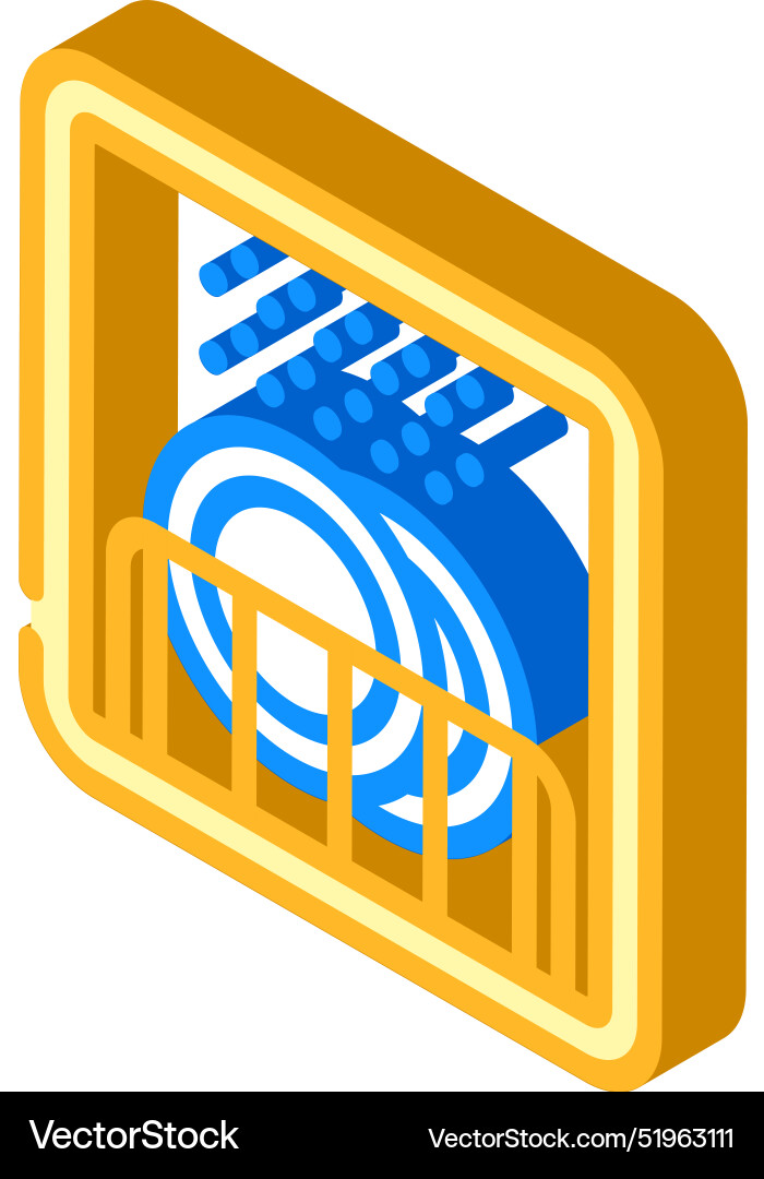 Dishwasher safe product label warning isometric Vector Image