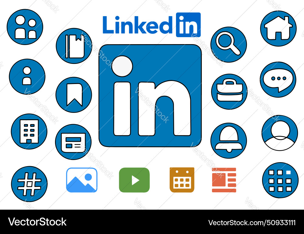 Linkedin social networks color Royalty Free Vector Image