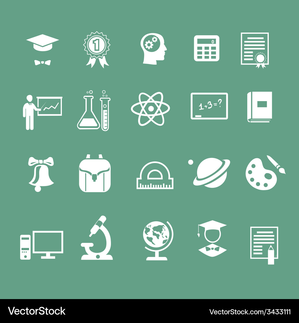 School Education Icons Set Royalty Free Vector Image