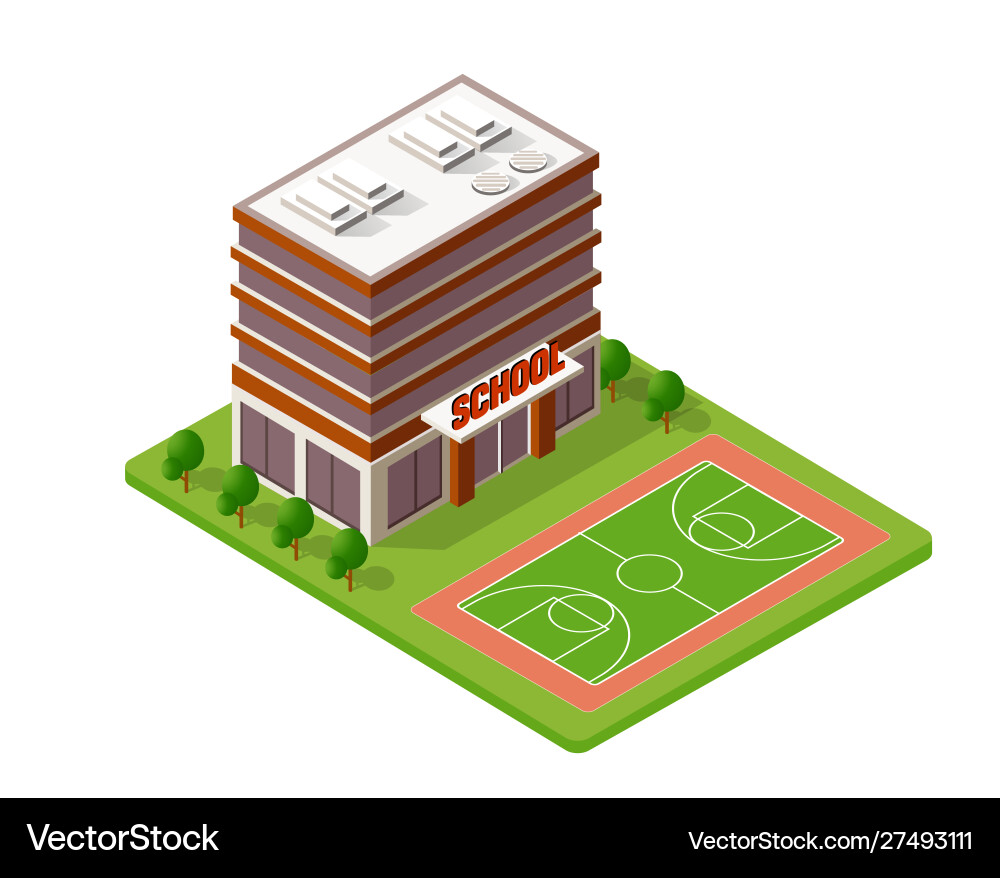 School isometric building study education Vector Image