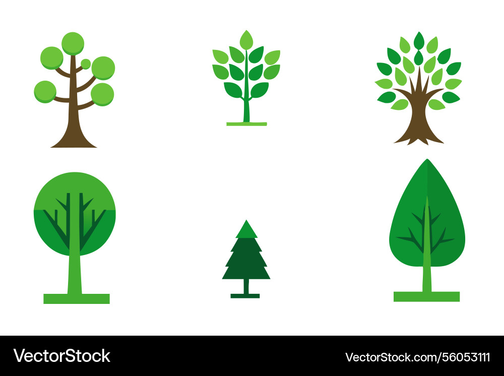 Simple amp cute tree icons set Royalty Free Vector Image
