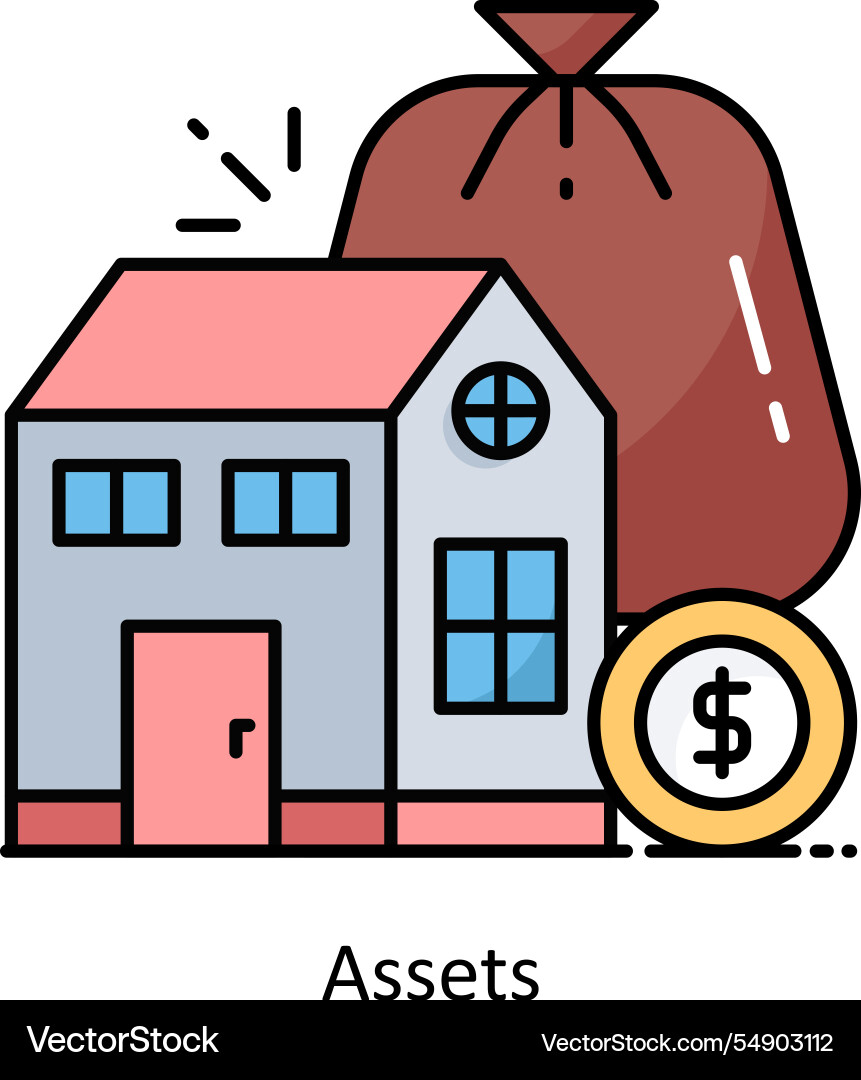 Assets filled outline icon Royalty Free Vector Image