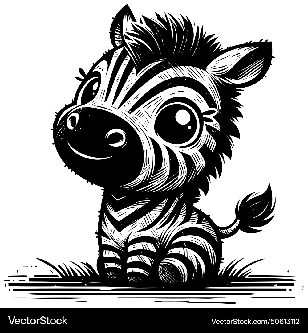 Baby zebra linocut Royalty Free Vector Image - VectorStock