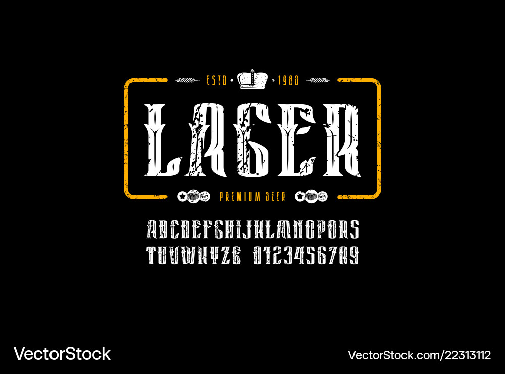 Beer label template and decorative serif font Vector Image