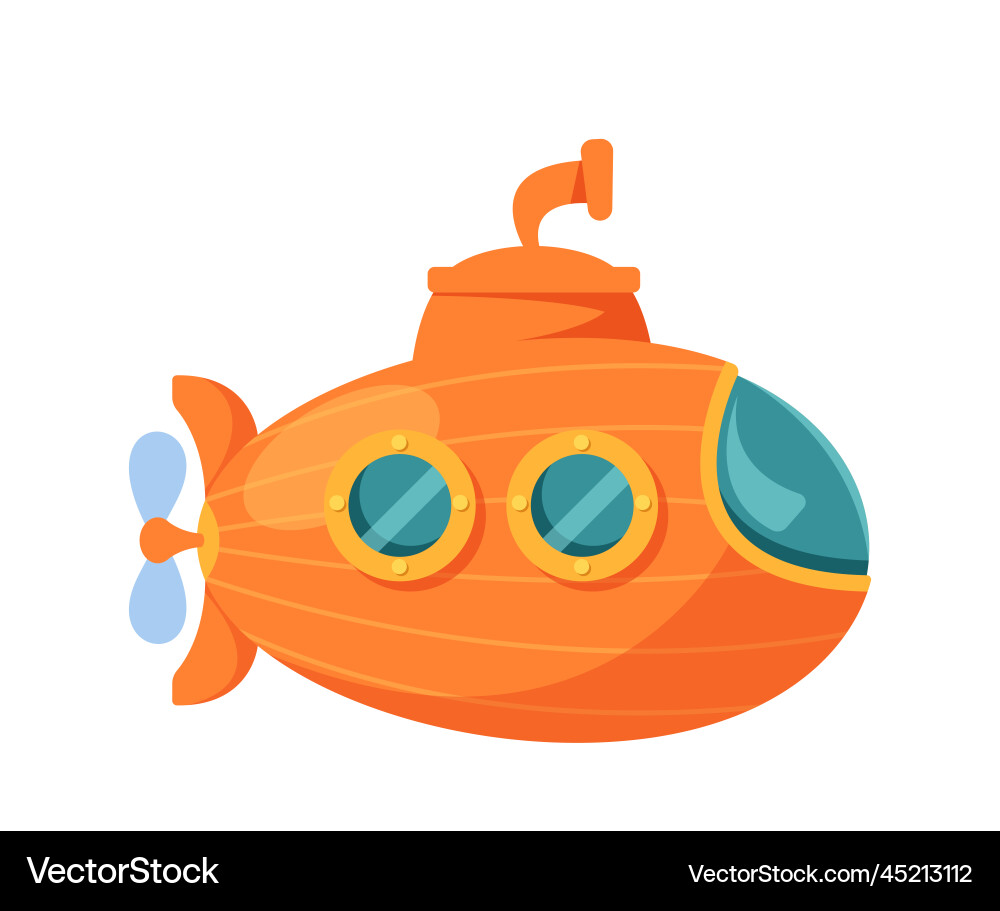 Cute Orange Submarine Ship Royalty Free Vector Image