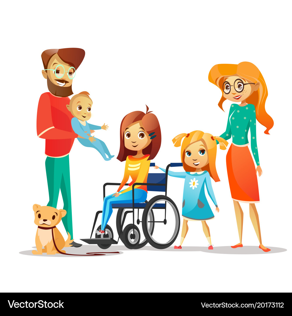Family and handicapped child Royalty Free Vector Image