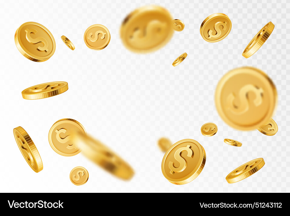Golden coins explosion realistic flying gold coin Vector Image