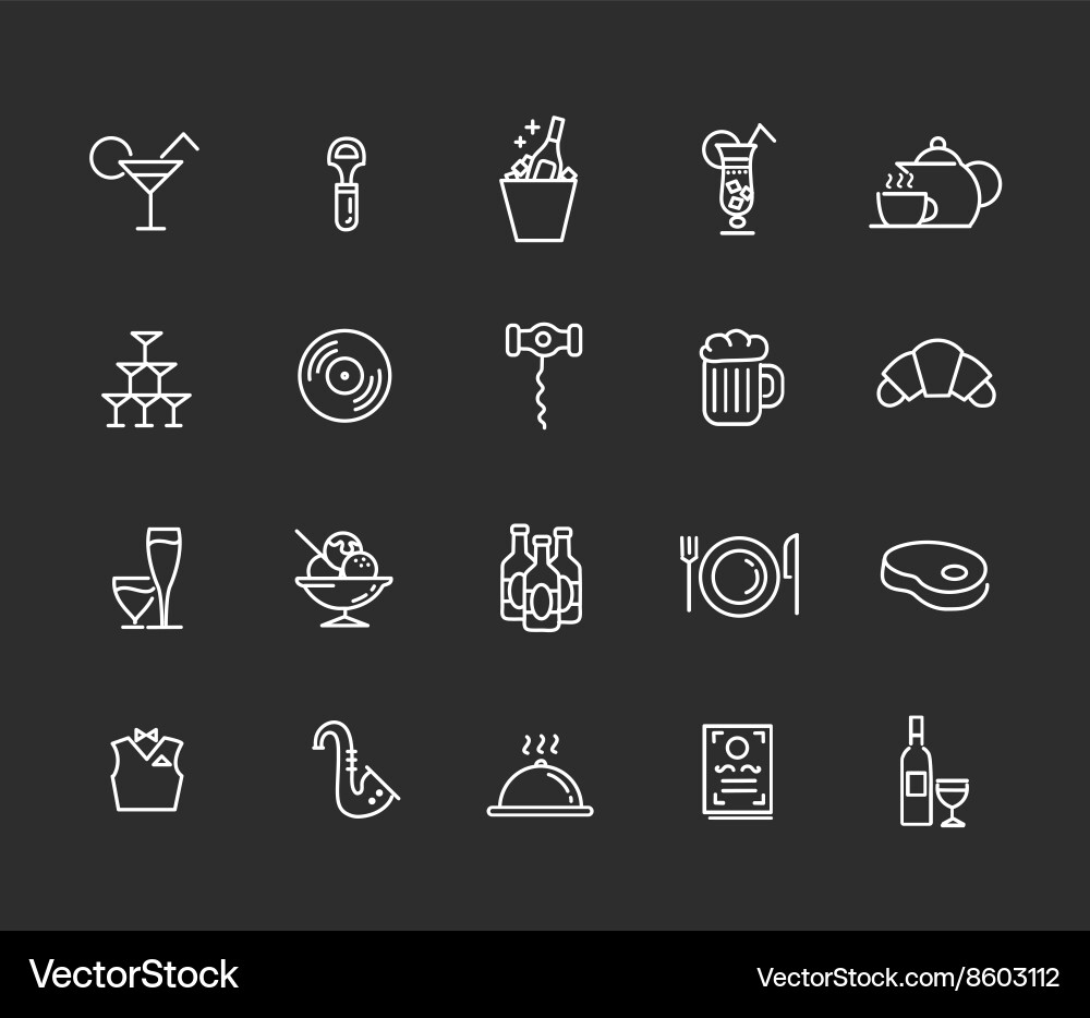 Icon set for restaurant cafe and bar Royalty Free Vector