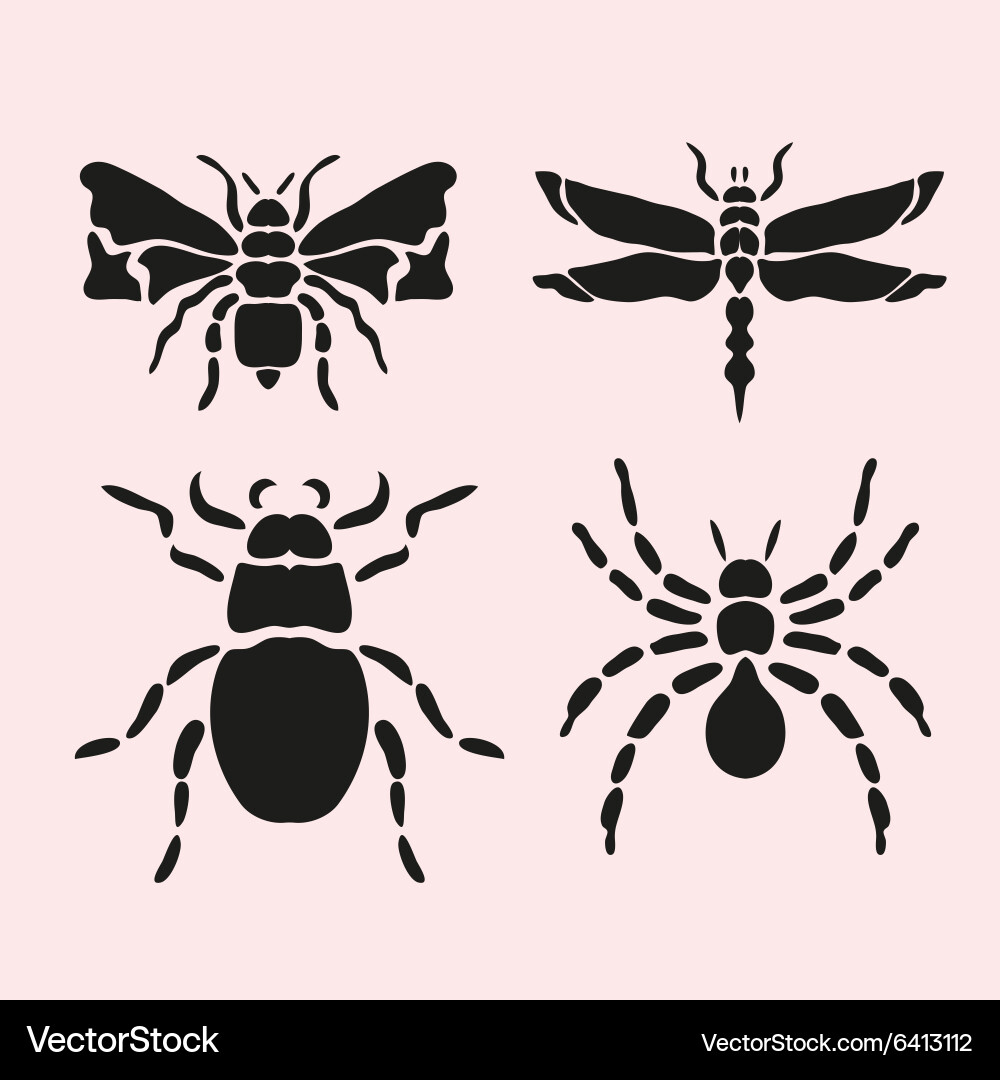 Insect symbols set Royalty Free Vector Image - VectorStock