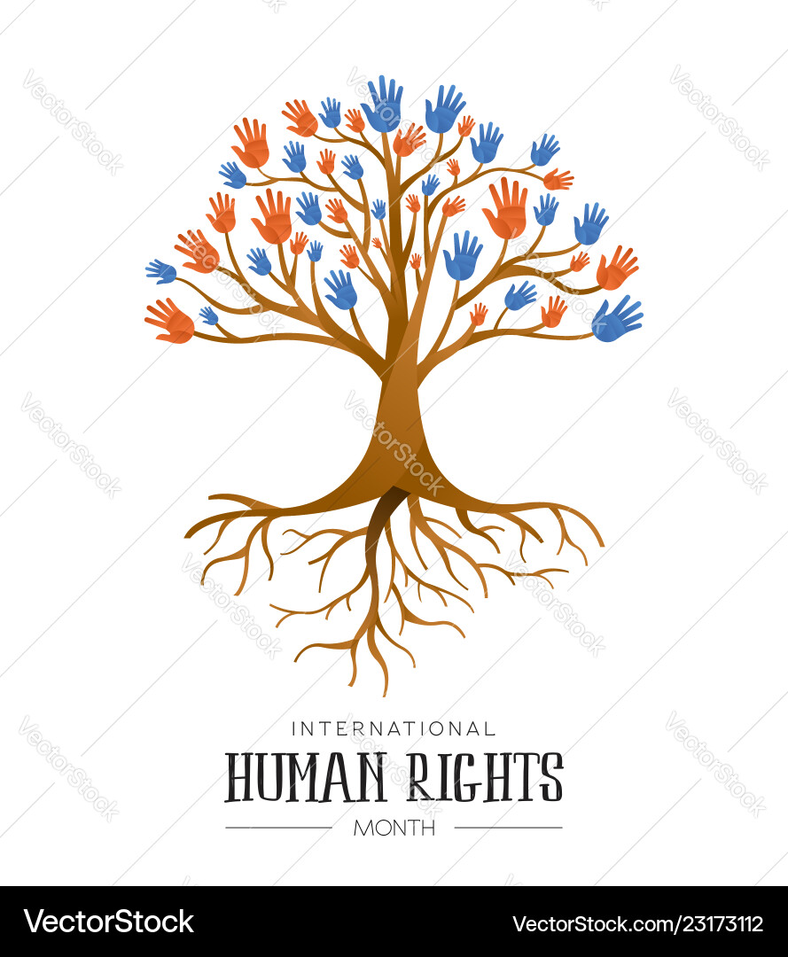 International human rights people hands tree Vector Image