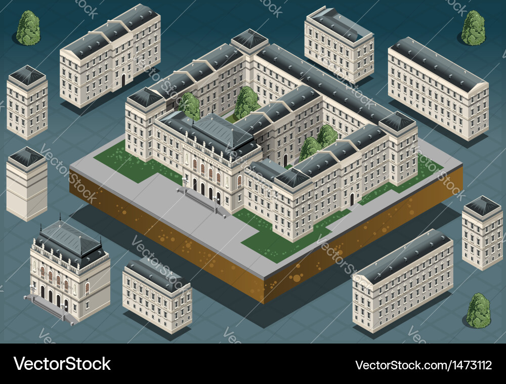 Isometric European Palace Royalty Free Vector Image