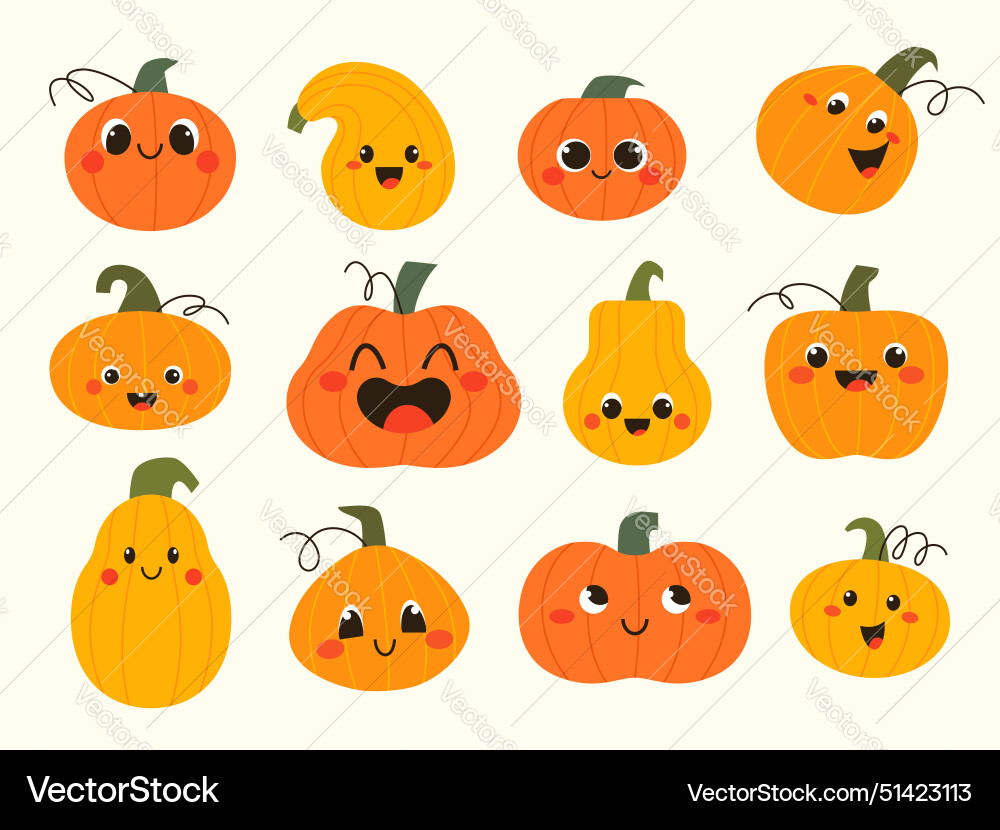 Charming Pumpkin Set - Autumn Harvest Royalty Free Vector