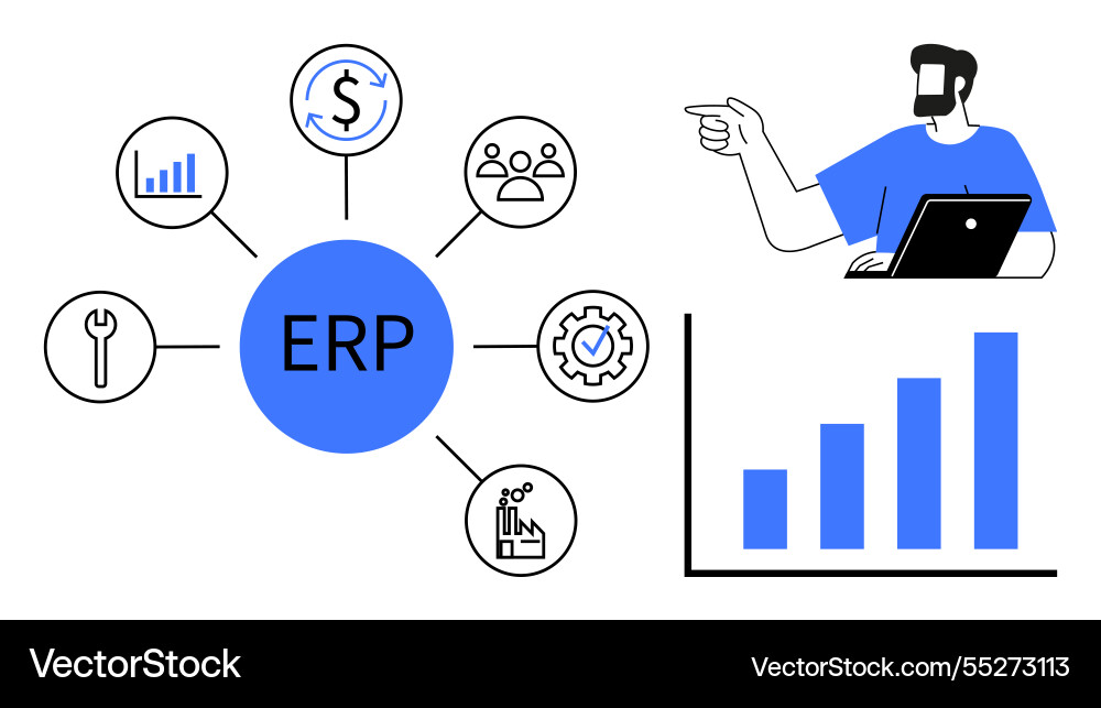 Erp software concept with business icons Vector Image