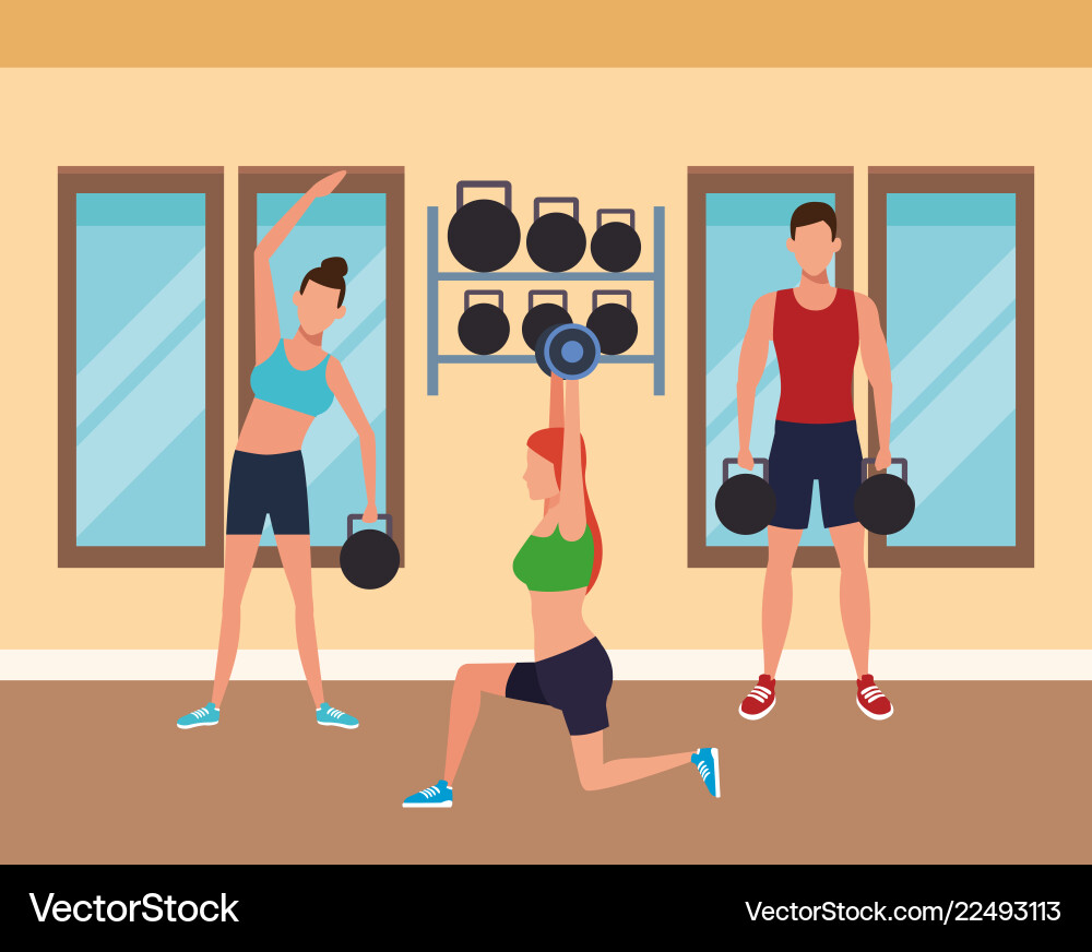Fitness people and gym Royalty Free Vector Image