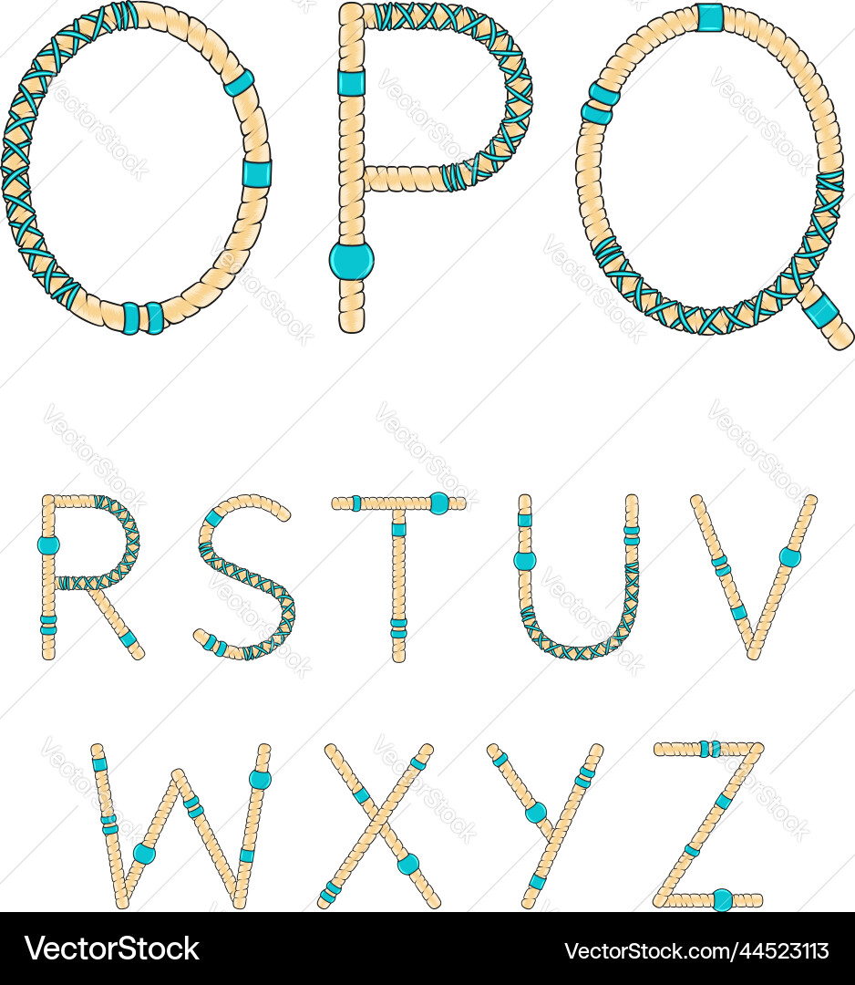 Font alphabet letters from dreadlocks Royalty Free Vector