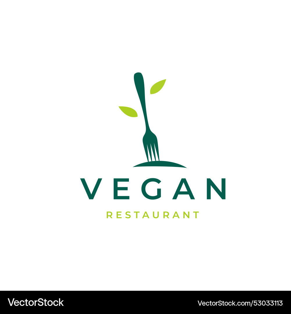 Fork and leaf nature vegan food logo design Vector Image