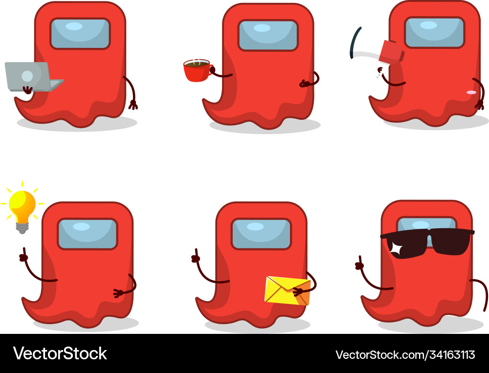 Geist unter uns redcartoon Charakter mit verschiedenen